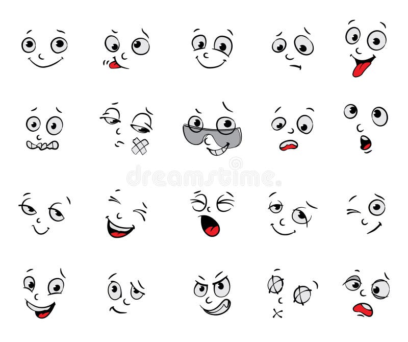 Emotions. Cartoon Facial Expressions Stock Vector - Illustration of ...