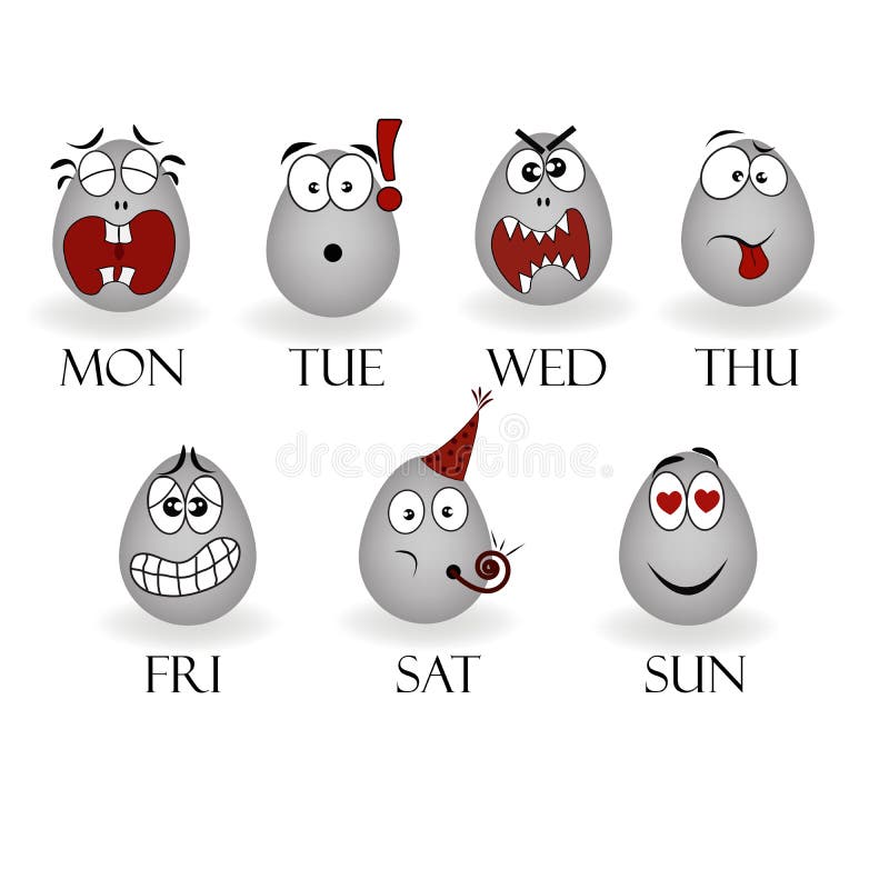 Week Emotions Vector Illustration. Stock Vector - Illustration of ...
