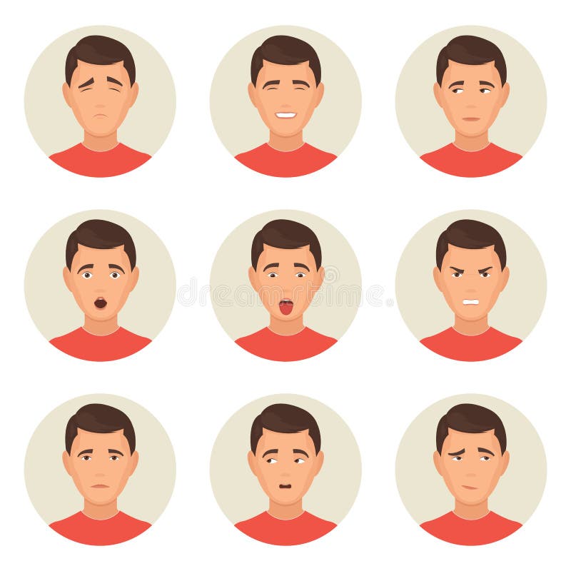 Emotions faces characters stock vector. Illustration of face - 79038882