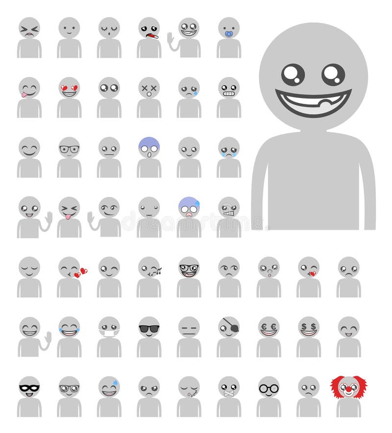 Emotions Faces Set Collection Stock Illustration - Illustration of ...