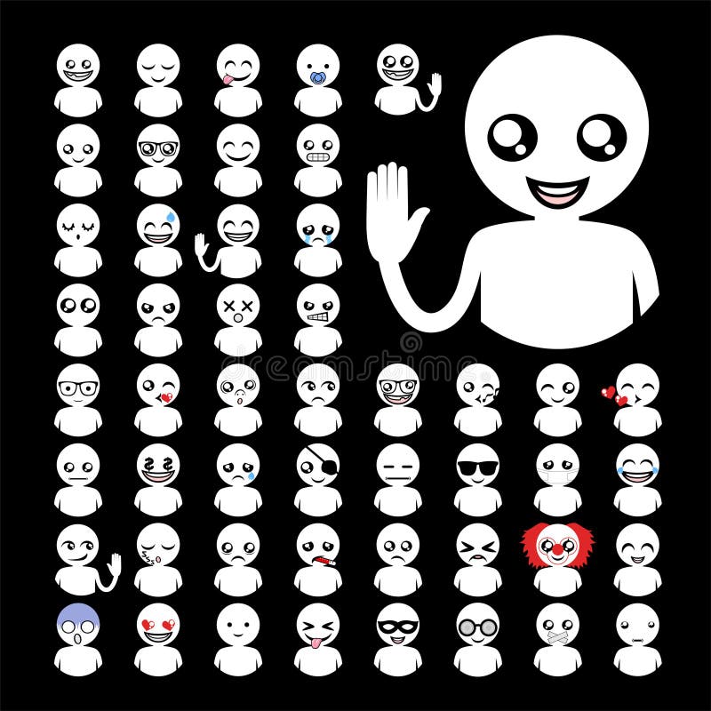 Emotions Faces Set Collection Stock Vector - Illustration of ...