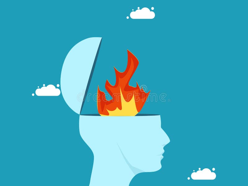 Emotions are Hot. Fire is in the Person Head Stock Vector ...