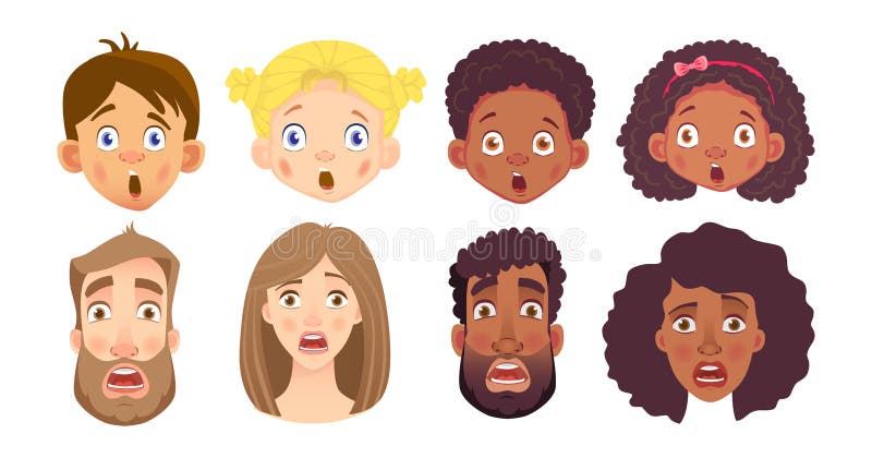 Emotions of human face set stock illustration. Illustration of ...
