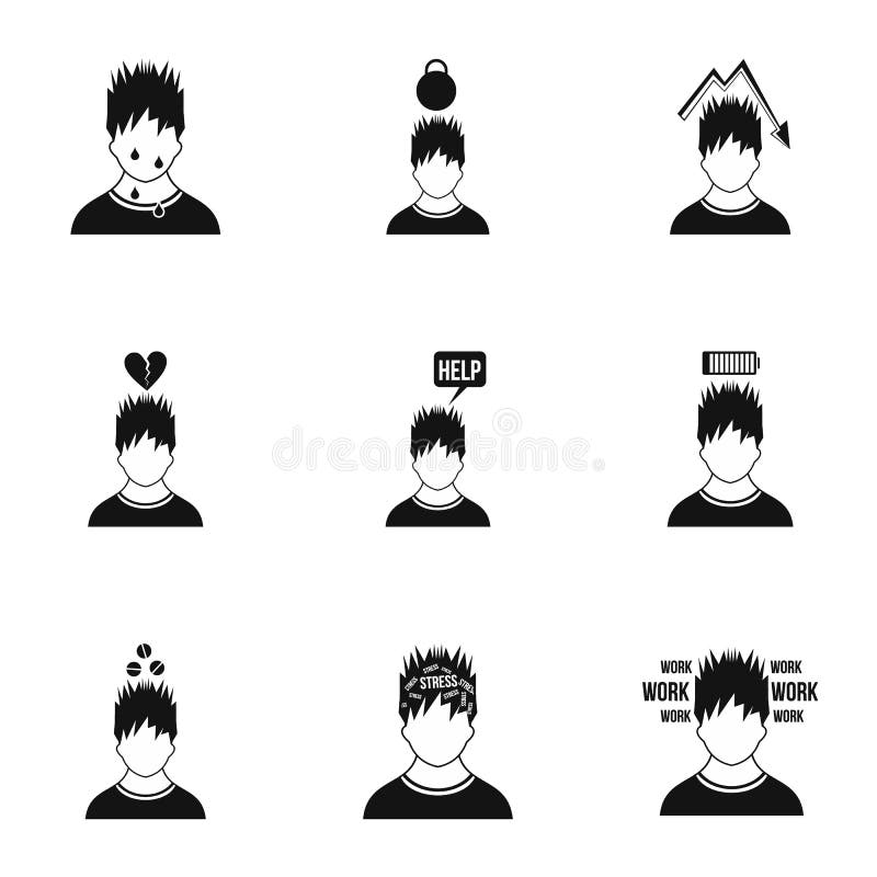 Emotions Icons Set, Simple Style Stock Vector - Illustration of face ...