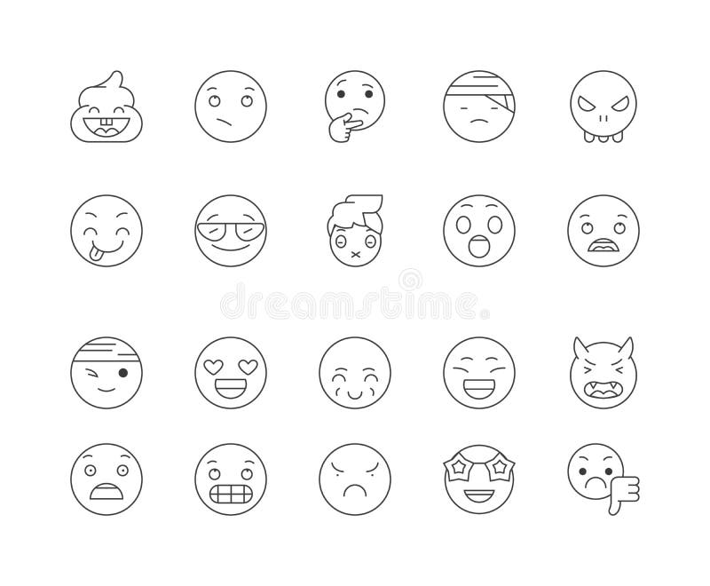 Emotions Line Icons, Signs, Vector Set, Outline Illustration Concept ...