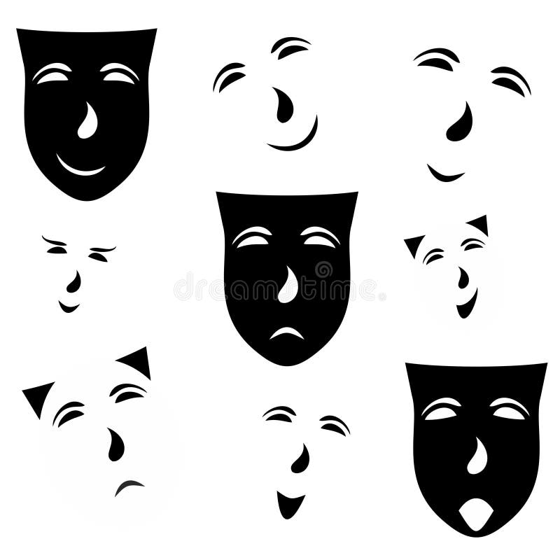 Emotions on the mask stock illustration. Illustration of grimace - 63098864