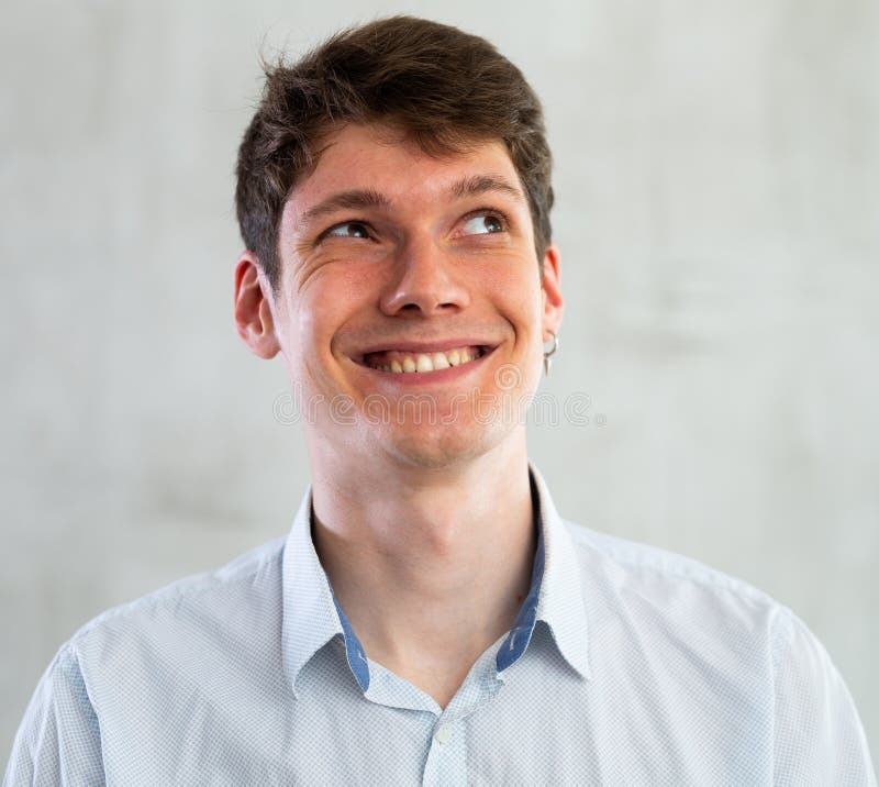 Emotions, People and Positive Concept Man Expresses Different on Gray ...