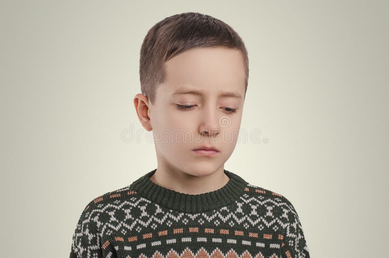 Emotions. Sad Boy Looking Down. Stock Photo - Image of smiling ...