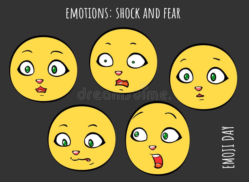 Emotions - Shock and Fear - Vector Set of Emoji Stock Vector ...