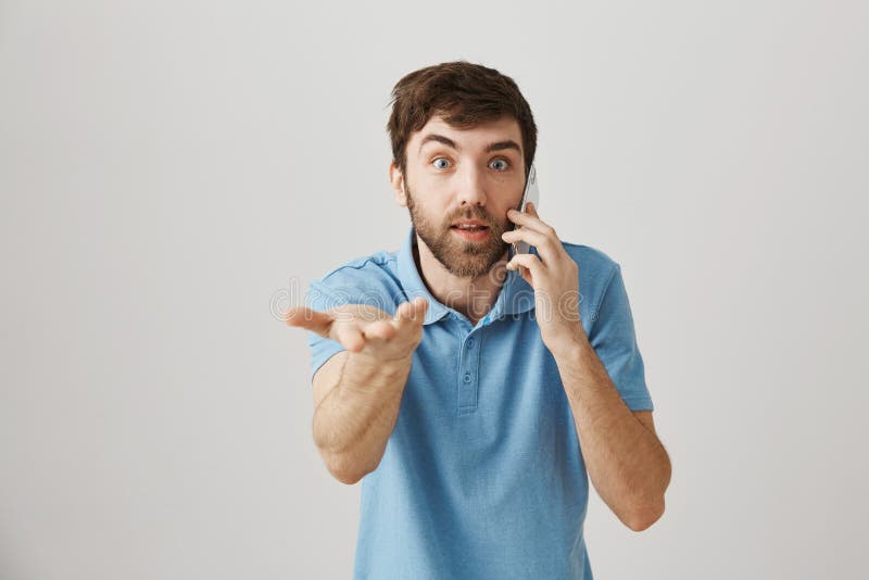 Emotions And Technology Concept Shocked And Impressed Caucasian Guy