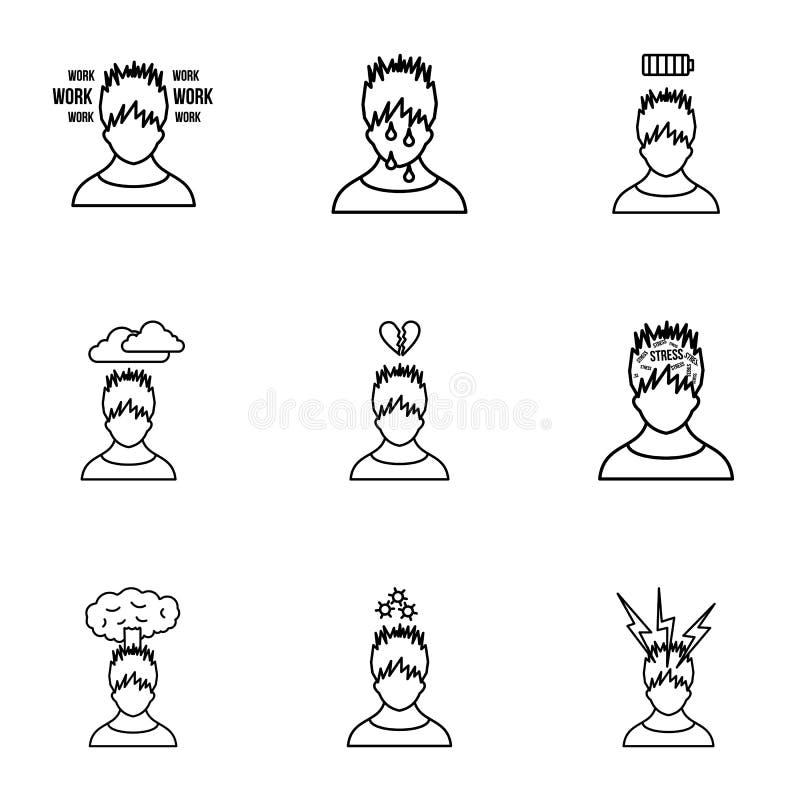 Emotions Types Icons Set, Simple Style Stock Vector - Illustration of ...
