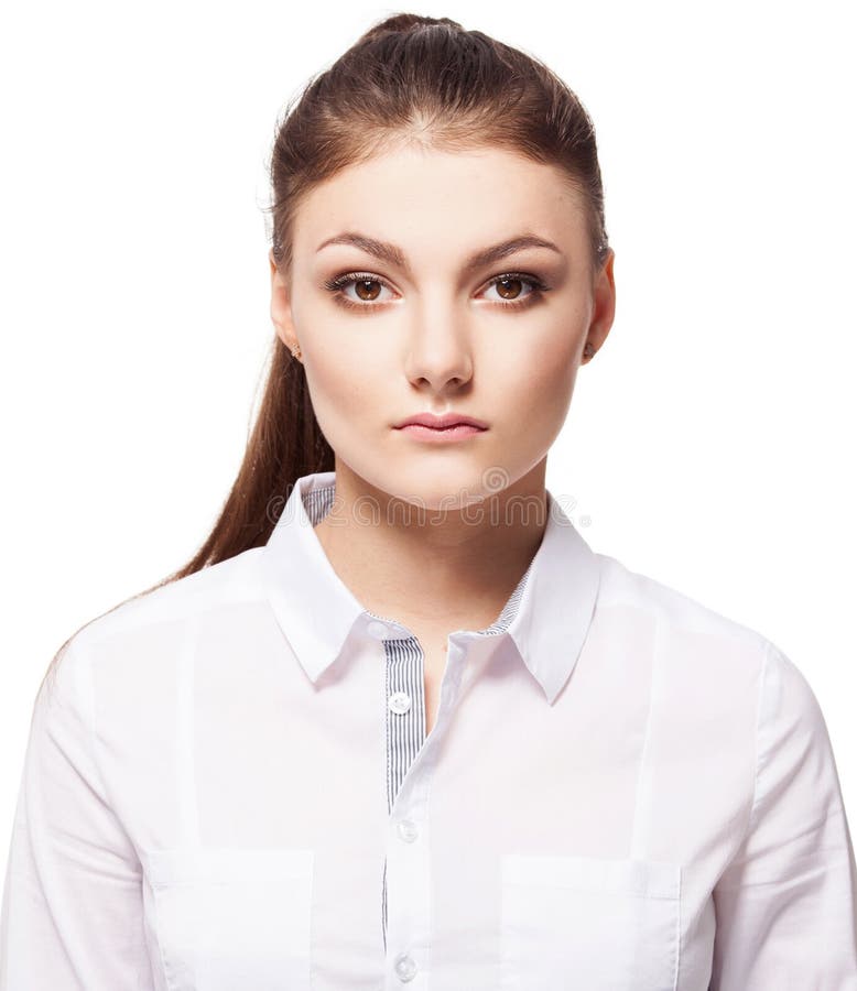 Emotions Woman at White Background Stock Photo - Image of female ...