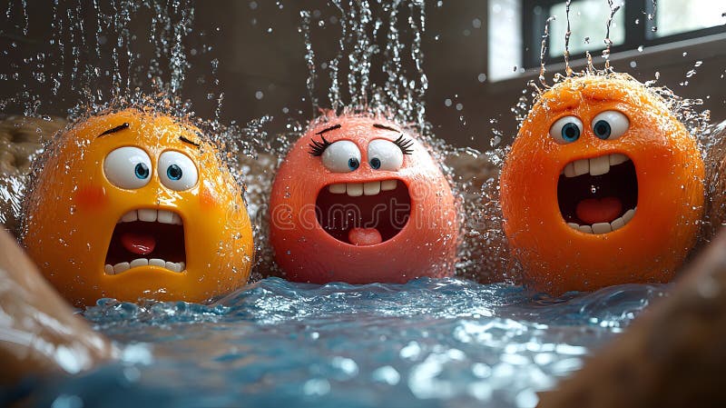 Emotive 3D Cartoon Figures Engaged in Collaborative Activity Stock ...