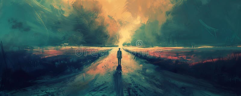 A Person Standing at a Crossroads Torn between Different Paths and ...