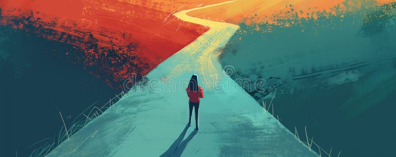 A Person Standing at a Crossroads Torn between Different Paths and ...