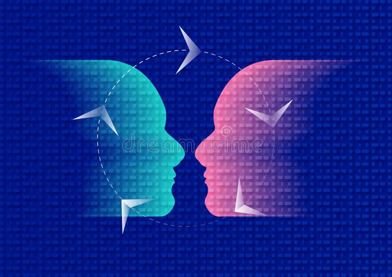 Empathy Icon, Emotional Dark Blue and Pink Stock Illustration ...