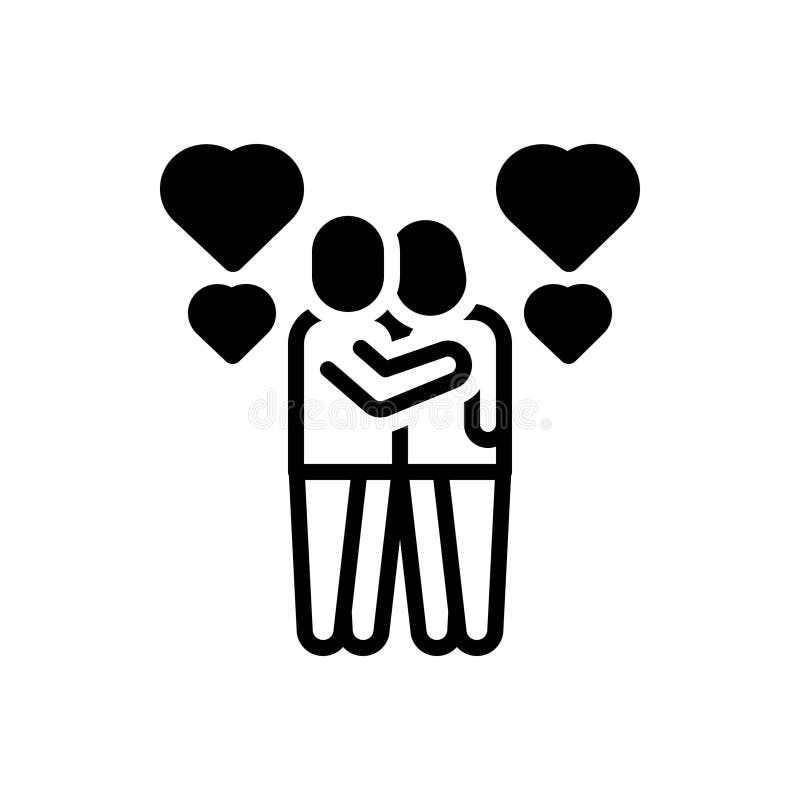 Black Solid Icon for Empathy, Sympathy and Hug Stock Illustration ...