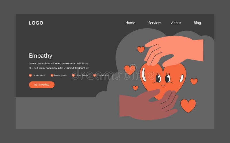 Empathy Web Banner or Landing Page Dark or Night Mode. Deep ...