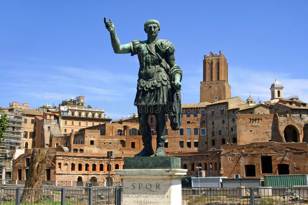 The Emperor Caesar the Forum of Trajan Stock Photo - Image of clouds ...