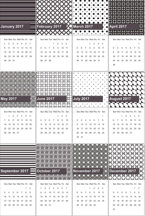 Emperor and Cocoa Brown Colored Geometric Patterns Calendar 2016 Stock ...