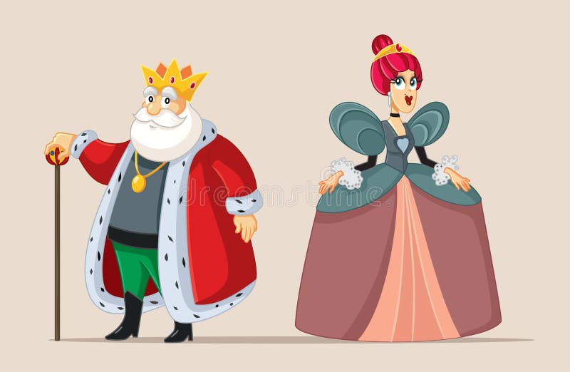 King and Queen Vector Cartoon Royal Couple Stock Vector - Illustration ...