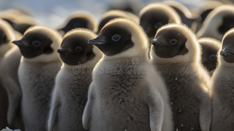 Emperor Penguin Chicks. Generative AI Stock Illustration - Illustration ...