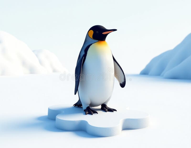Emperor Penguin on Ice Floe in Antarctica Stock Illustration ...