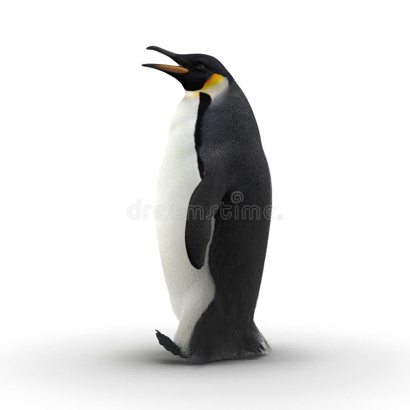 Emperor Penguin. Isolated on White. Side View. 3D Illustration Stock ...