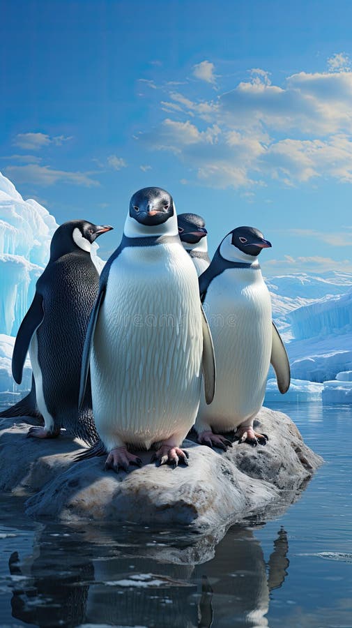 Emperor Penguins Standing on the Ice Stock Illustration - Illustration ...