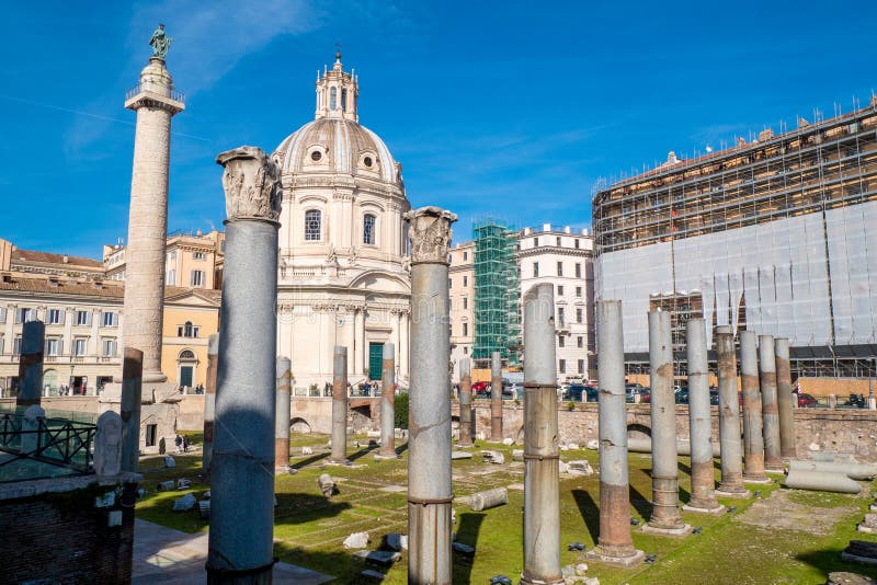 Trajan`s Forum and Trajan Column in Rome, Italy Stock Image - Image of ...