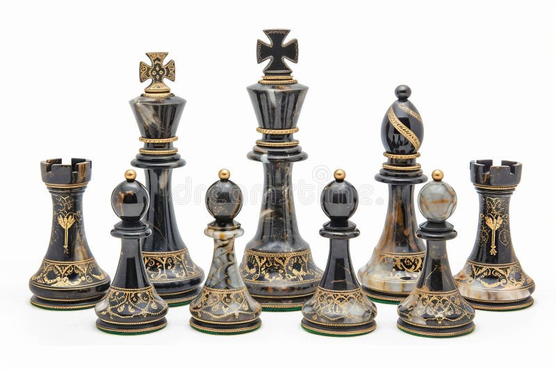 Empire Chess Set on White Background Stock Photo - Image of chessboard, board: 312587572