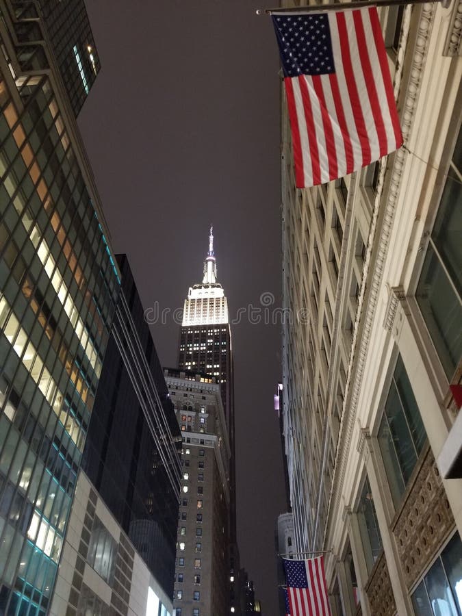 Empire State Building at Night Editorial Image - Image of night ...