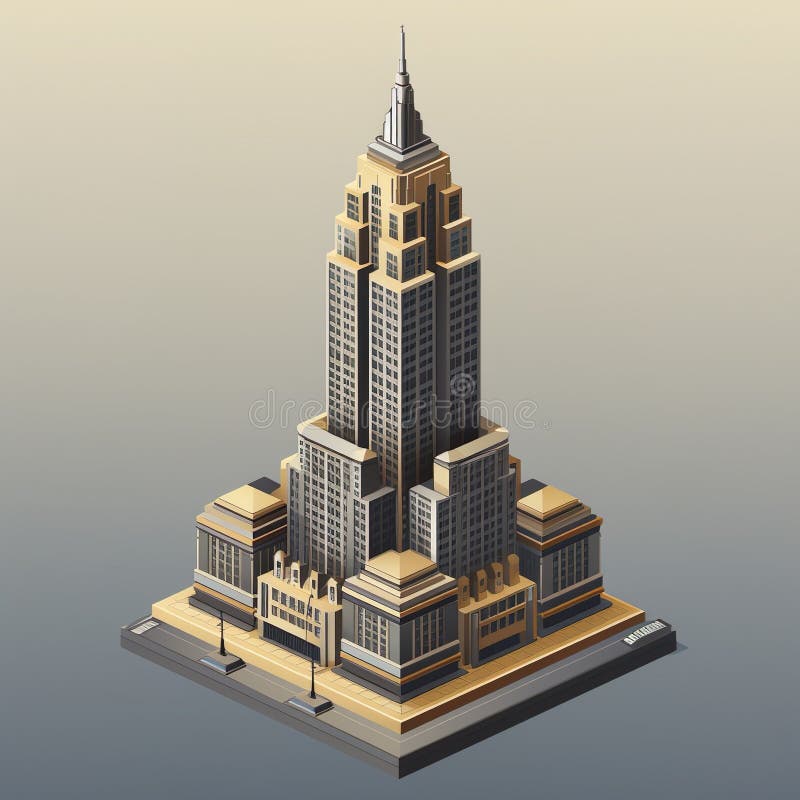 Empire State Building USA Impressive 3D Isometric Perspective of the ...