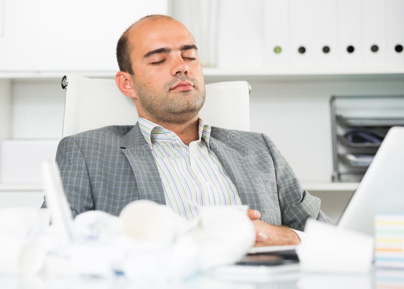 Employe Man Relax and Sleeping Stock Image - Image of worry, manager ...