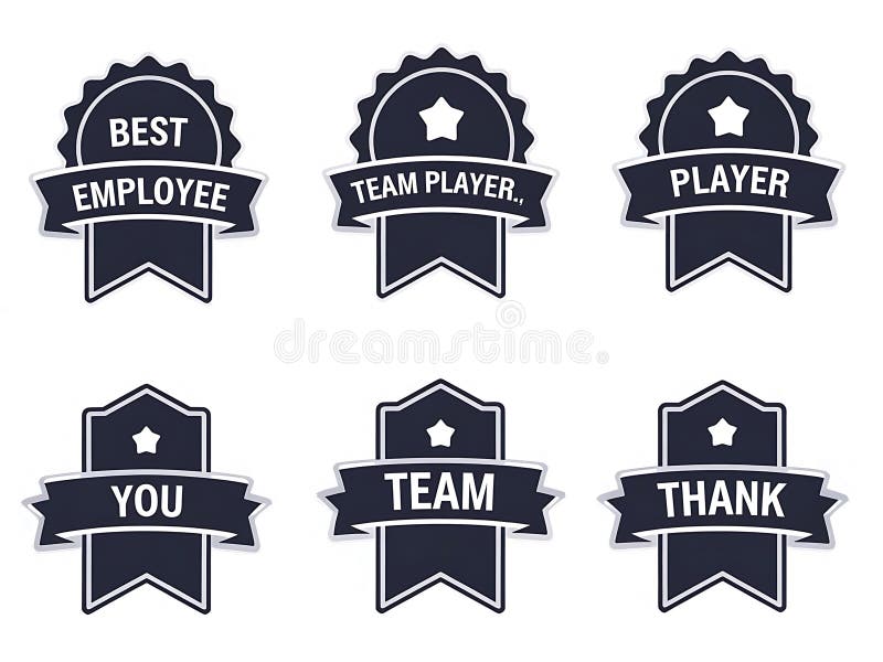 Employee Appreciation Ribbon Badge Icon Set Stock Illustration ...