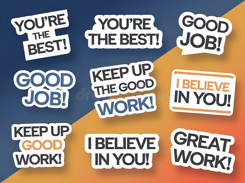 Employee Appreciation Sticker Pack with Motivational Quotes Stock ...