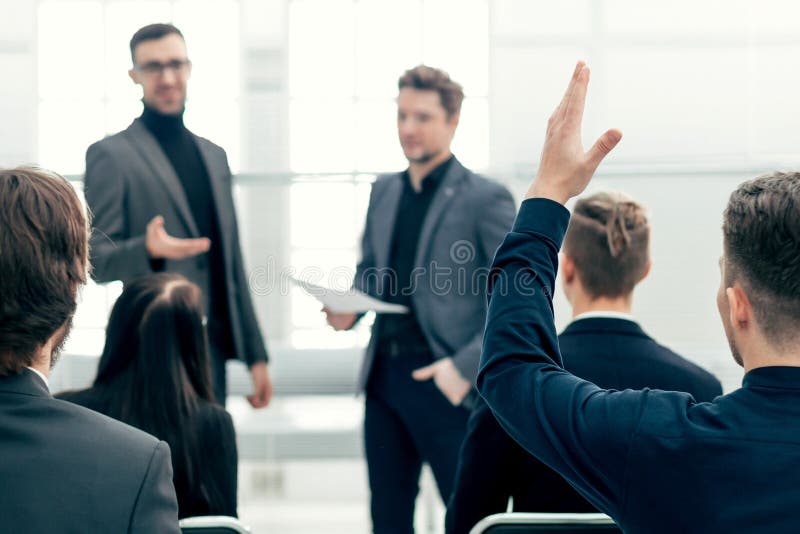 Employee Asks a Question during a Business Seminar Stock Photo - Image ...