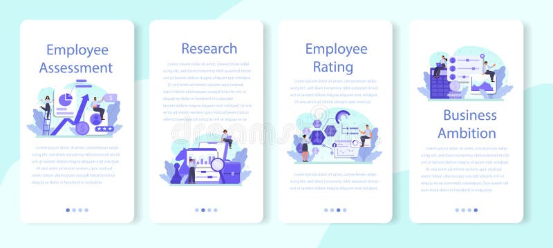 Employee Assessment Mobile Application Banner Set. Employee Evaluation ...