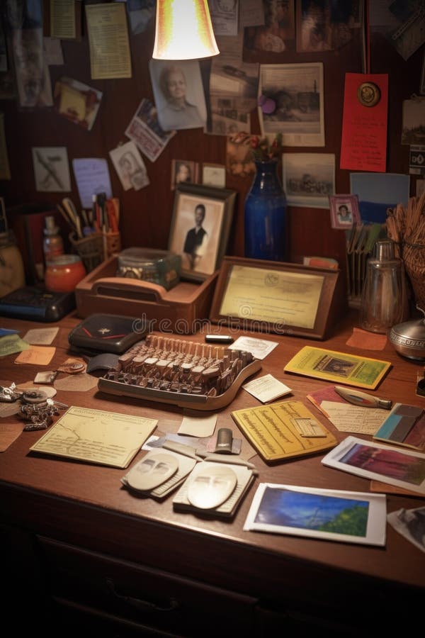 Employee Badges and Id Cards on a Desk Stock Illustration ...