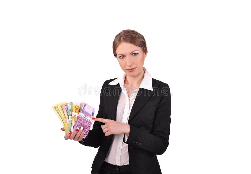 Employee of the Bank with Money in Hand Stock Image - Image of smile ...