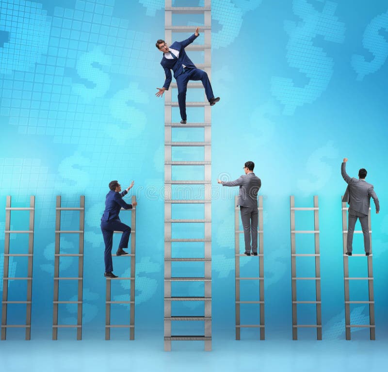 Employee Being Fired and Falling from Career Ladder Stock Photo - Image ...