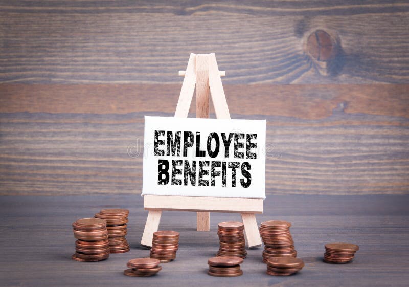 Employee Benefits, Business Concept. Miniature Easel with Small Change ...
