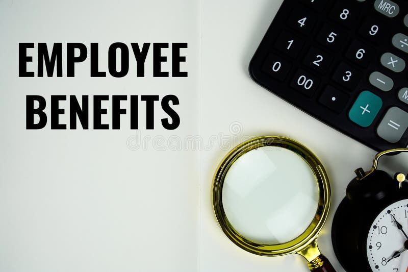 Employee Benefits Text Message Written on Note Page with Calculator ...