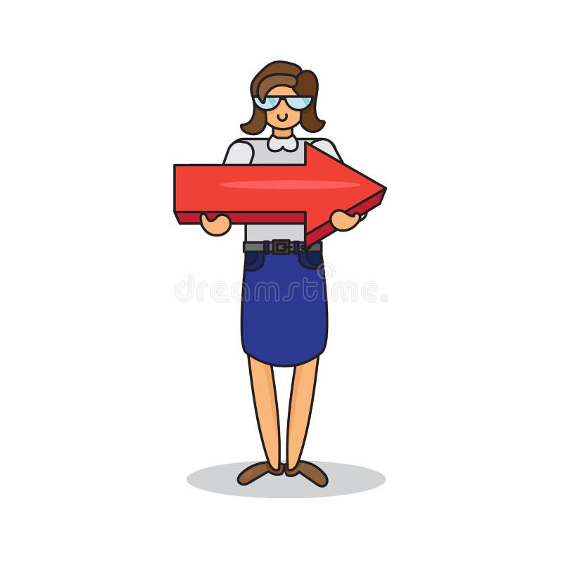 Employee with Big Arrow in Hands Stock Illustration - Illustration of ...
