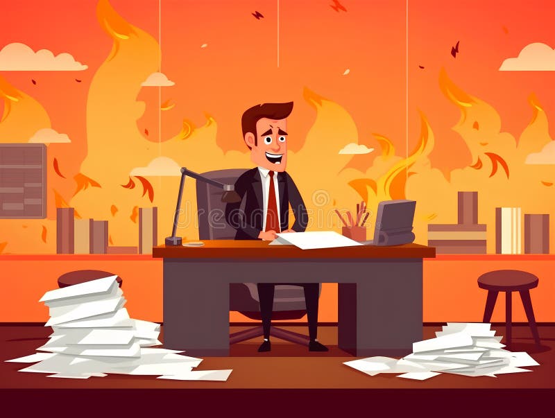 Employee, Boss, Very Busy Person at the Desk. Avral Stock Illustration ...