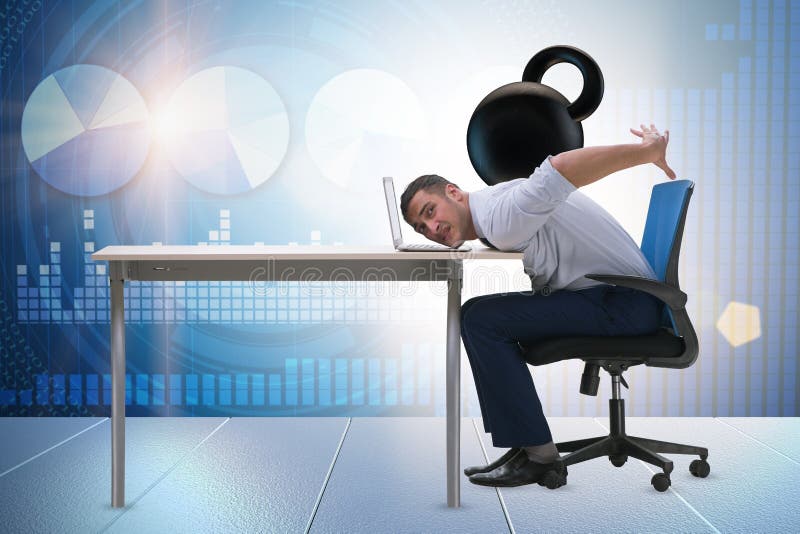 Employee with Burden of Work Stock Image - Image of demotivated ...