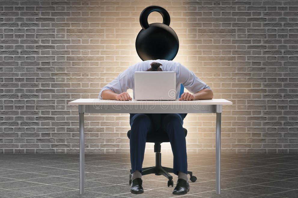 Employee with Burden of Work Stock Image - Image of overworked, office ...