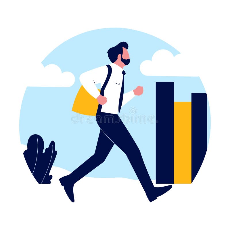 Employee Businessman Man Running Fast Go To Work Stock Illustration ...
