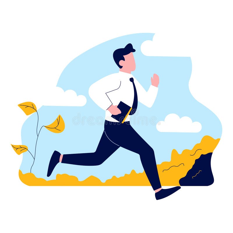 Employee Businessman Man Running Fast Go To Work with Park Background ...