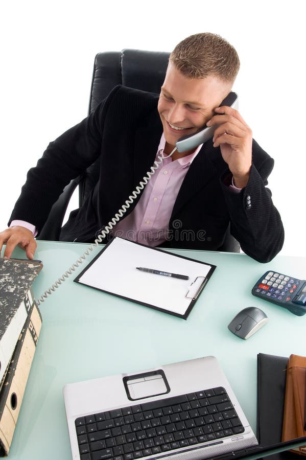 Employee busy on phone stock image. Image of board, notebook - 7420127